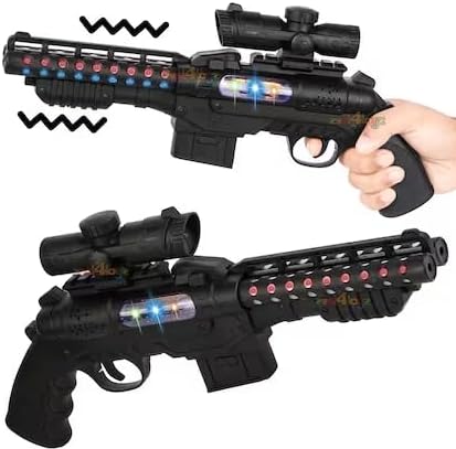 Double Barrel Electric Gun Toy With Laser Lights And Music – JDBT